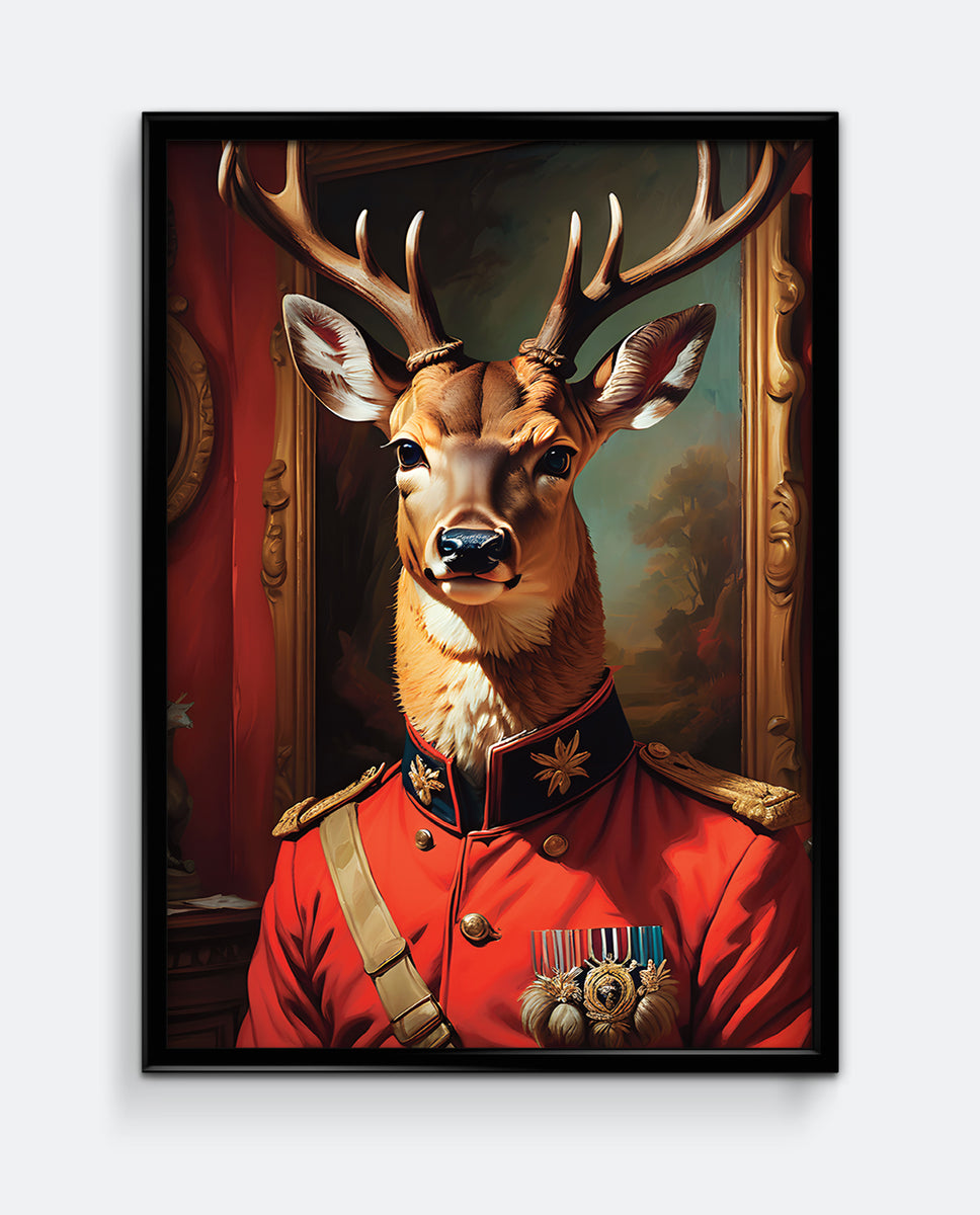 Deer Military Animal Portrait Art – Wallberry