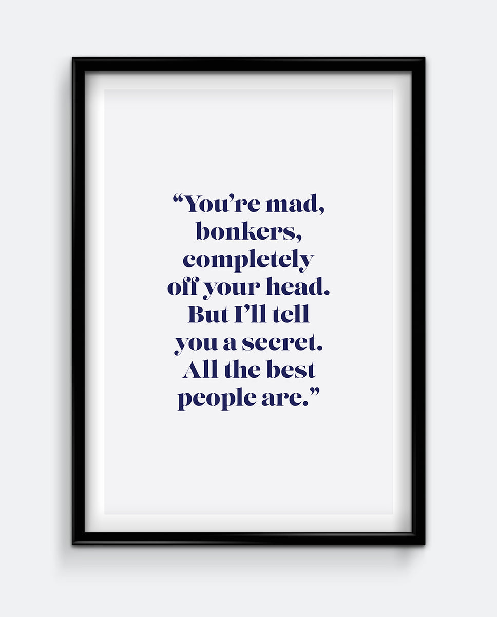 Mad Bonkers Wonderland Quote Print – Whimsical Literary Wall Art ...